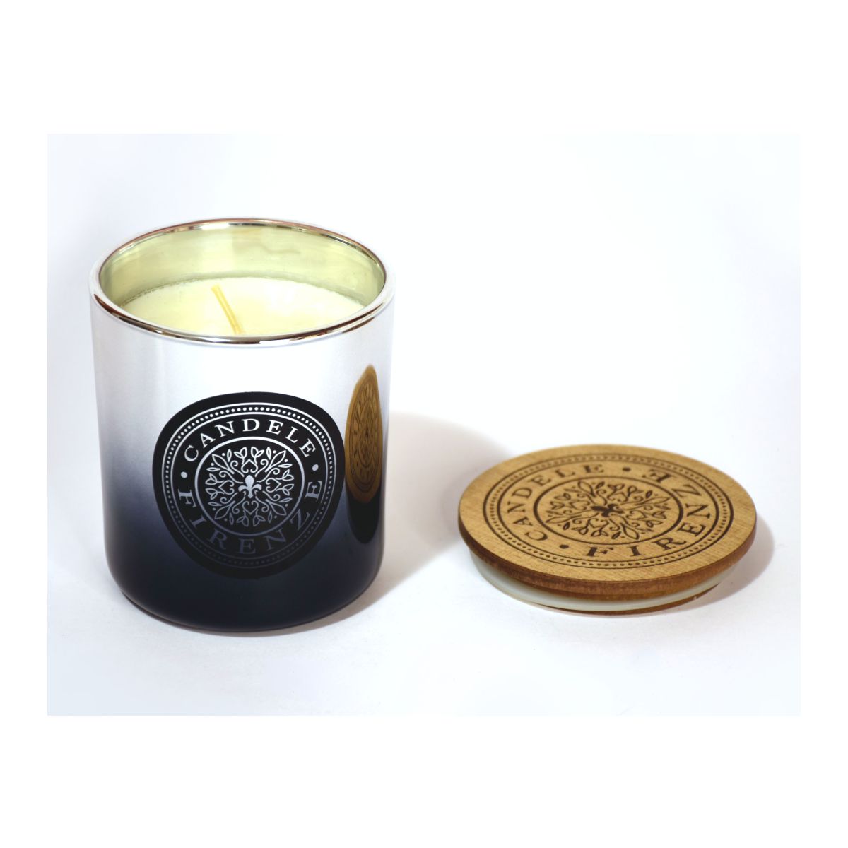 Свеќа, Candele Firenze Glass, металик сребрена градиент | literatura.mk