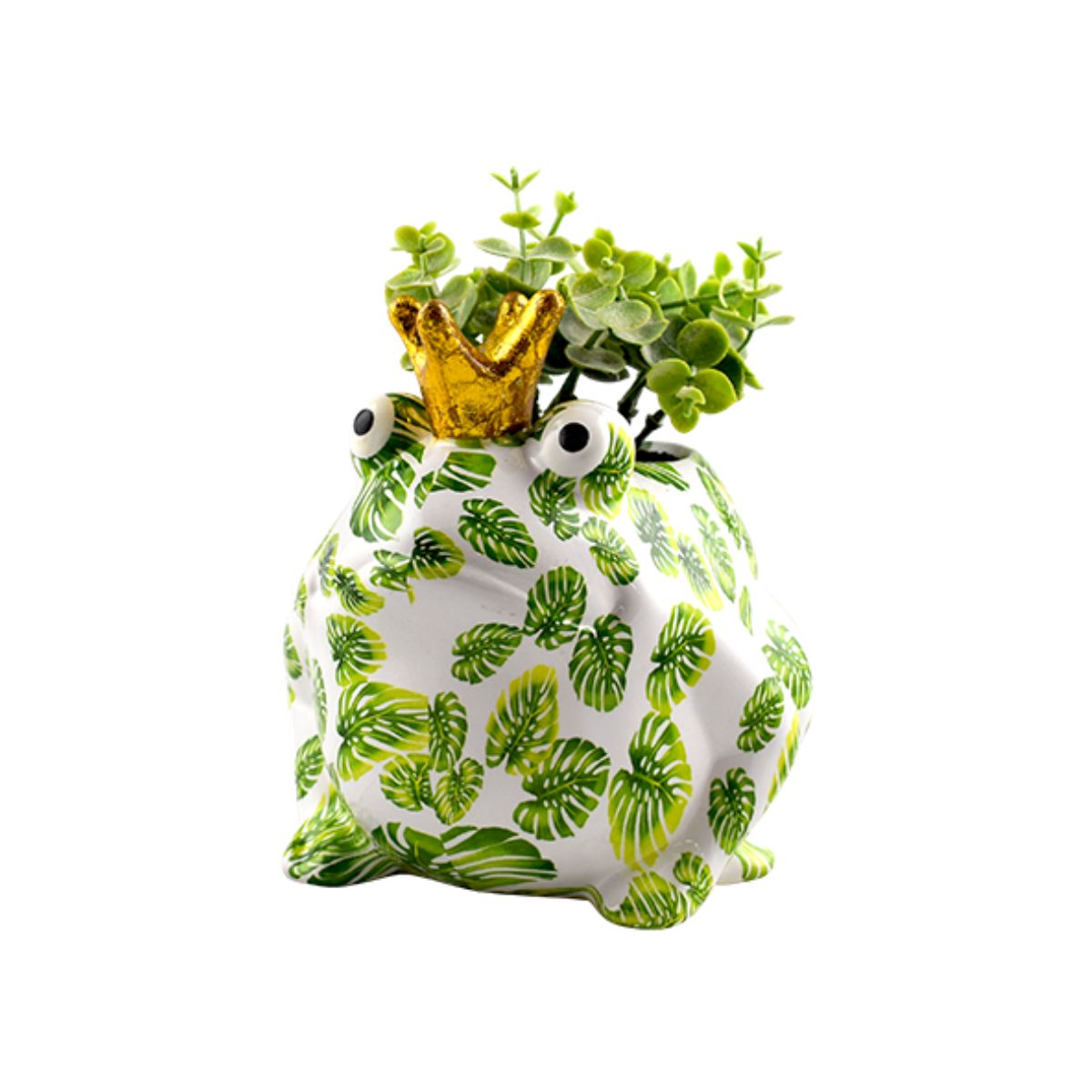 Саксија за цвеќе, Freddy, бела со зелени лисја, М | literatura.mk