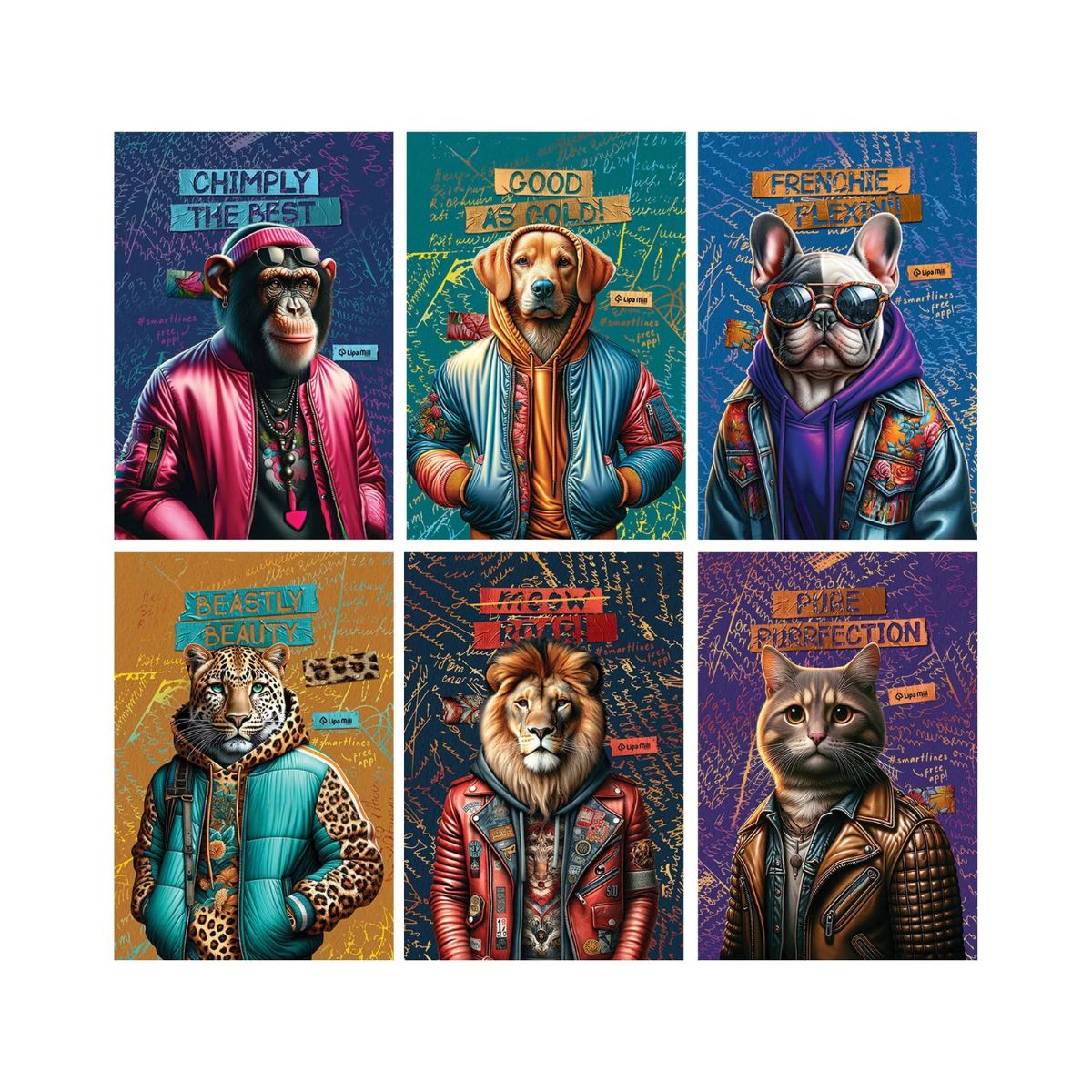 Тетратка, Lipa Mill, Fashion Animals, A4, линии | literatura.mk